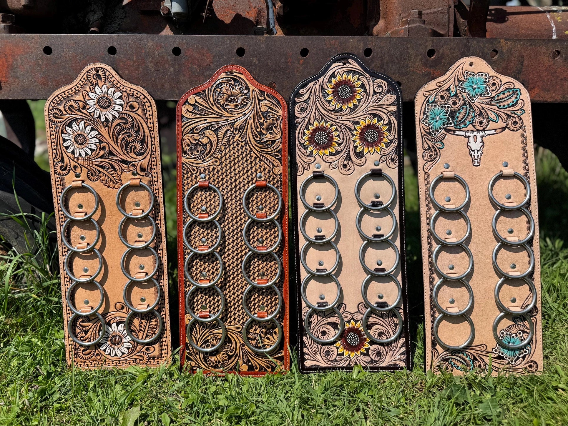 Genuine Western Tooled Leather Wild Rag Scarf Display Holder Keeper ...