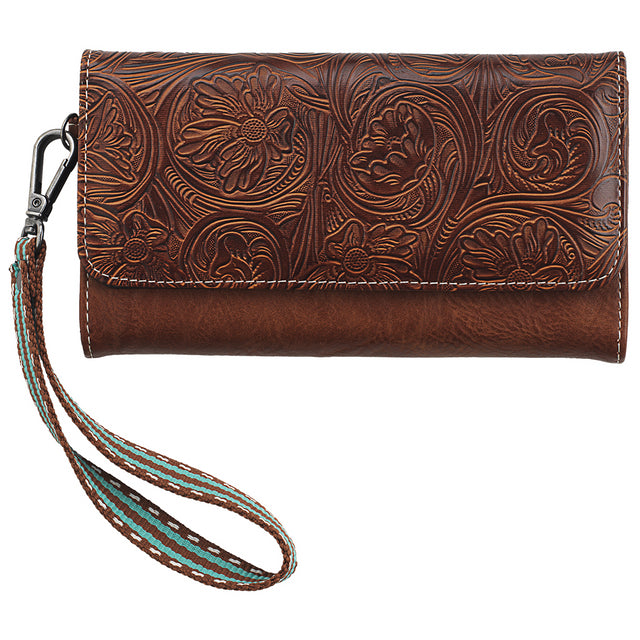 NOCONA BROWN FLORAL EMBOSSED WALLET – Log Cabin Tack