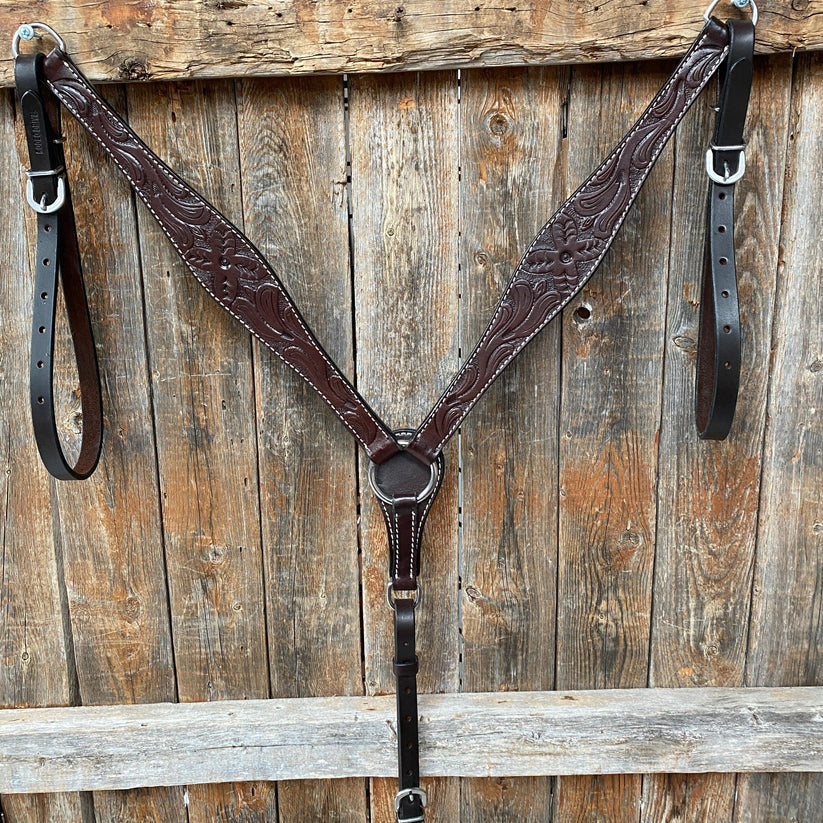 Rodeo Drive Floral Tooled Dark Oil Breast collar – Log Cabin Tack